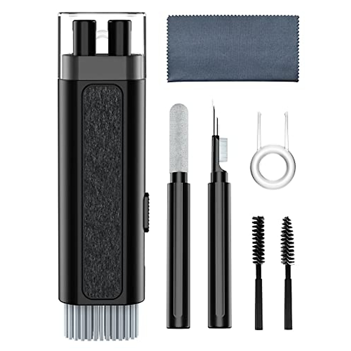 [8 in 1] Cleaner Kit for Airpod,Supfine Airpods Pro Cleaning Pen with Brush,Multi-Function Cleaner Kit for Earbuds,Earphone,iPod,Keyboard,iPhone,ipad,Laptop(Black)