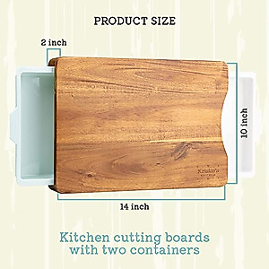 Kristie's Kitchen Wood Cutting Board - Sturdy Chopping Board With Pull Out Trays For Easy Food Prep, Storage & Clean Up - Small Cutting Board Wood Dimensions - 100% Acacia Cutting Board for Kitchen