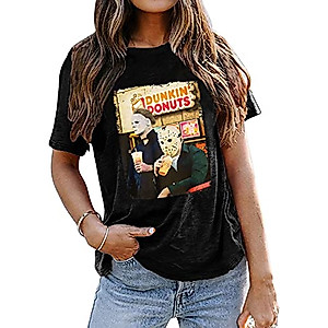 Horror Movies Tshirt Women Michael Myers Jason Scary Killers Shirt Novelty Graphic Halloween Party Tee Tops (XXL, Black)