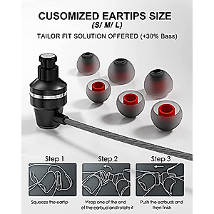 Earphones Wired with Microphone, Metal in-Ear Earbuds with Volume Control, High Bass Stereo Sound Headphones Headsets, Noise Isolation Ear Buds for Smartphone Tablet MP3 Samsung 3.5mm Audio Devices