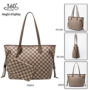 LBiayion Vintage Leather Tote Bag for Women - Women Purses and Handbags, Women Shoulder Bag with Top Zipper Closure