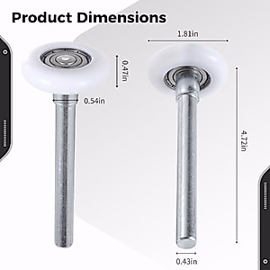 Homaisson 10 PCS 1.8'' Garage Door Rollers with 4.7-inch Stem, Quiet Garage Door Replaceable Wheel, Nylon Garage Roller Replacement, Door Roller for Garages, Barns, Warehouses