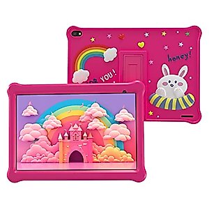 COOPERS Kids Tablet 10 inch, Android Tablets for Kids 32GB ROM 512GB Expand, Parental Control Toddler Tablet, GMS Certified, Kids Software Pre-Installed, WiFi, Dual Camera,with Shockproof Case, Red