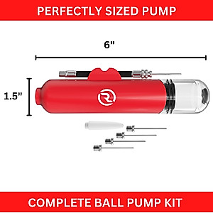 Ball Pump for Sports Balls - 5 Needles - Basketball Pump, Soccer Ball Pump - Air Pump for Balls, Volleyball, Football Accessories Equipment - Hand Pump for Inflatables - Never Lose Pin with Holder