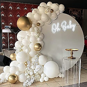 White Balloons - Double Stuffed Balloon 18inch 12inch 10inch 5inch 61pcs White Balloons Garland for Wedding Baby Shower Gender Reveal Birthday Decorations…