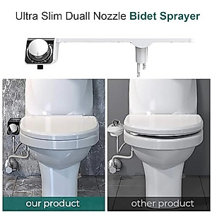 EOLTMESS Bidet Attachment for Toilet, Spa Bidet Toilet Seat Attachment Non-Electric Ultra-Slim Push-Button Bidet with Self-Cleaning Dual Nozzle (Frontal & Rear Wash)(9/16)