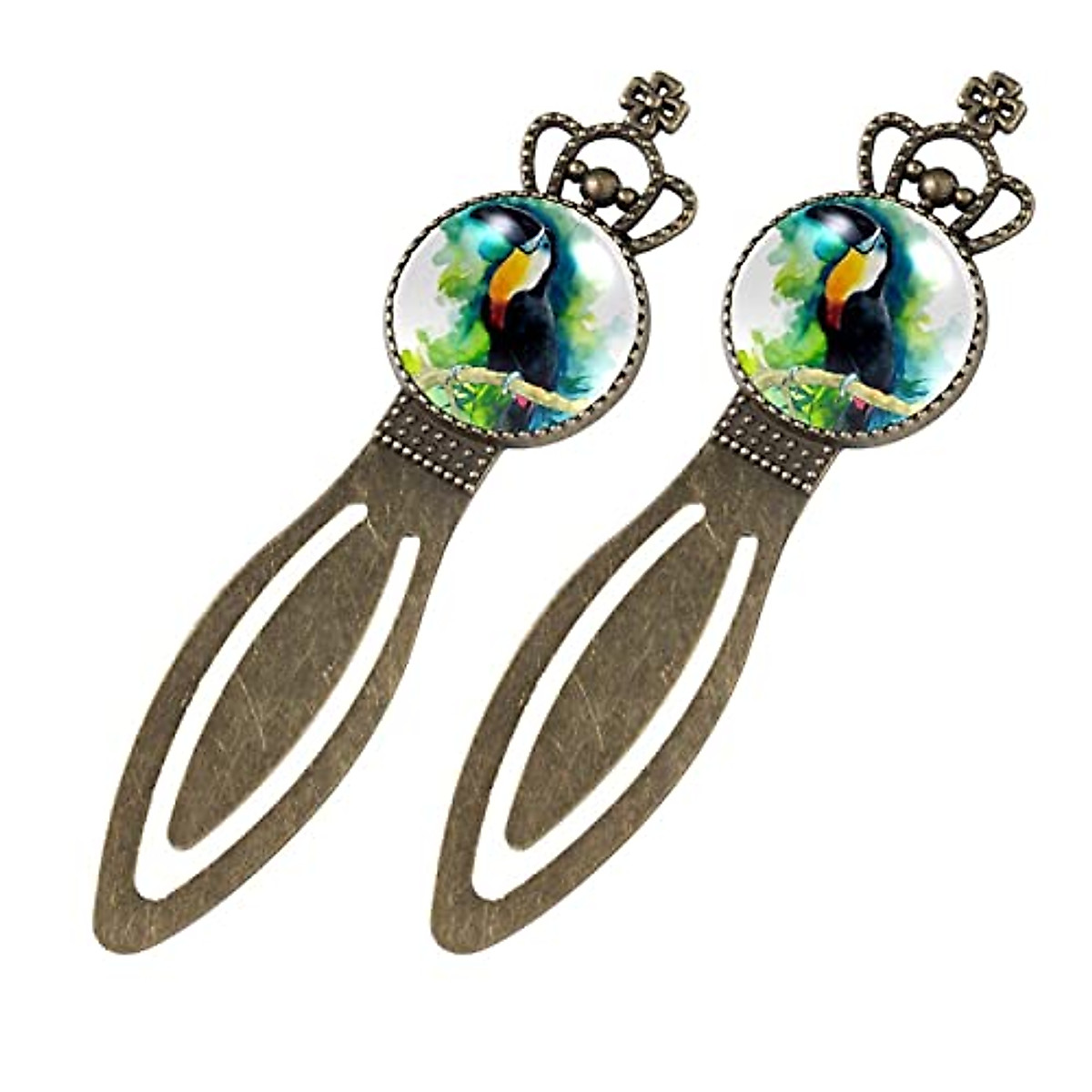 2 Pack Metal Bookmarks, Bookmark for Book Lovers, Readers, Writers, Women, Men, Watercolor Toucan Tropical Animal