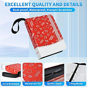 Tenmorn Card Binder 4-pocket,400 Pockets.Card Holder Album Book with 50 Removable Sleeves for TGC Football Baseball Sports MTG Cards.for Collectors Boys Girls Toys Gift (Red)