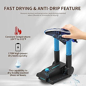 Monealpis Boot Dryer - Portable Shoe Dryer Warmer with Heat Blower, Timer, and Adjustable Foldable Rack for Work Boots, Shoes, Gloves, Helmets, Ski Boots, and Sneakers