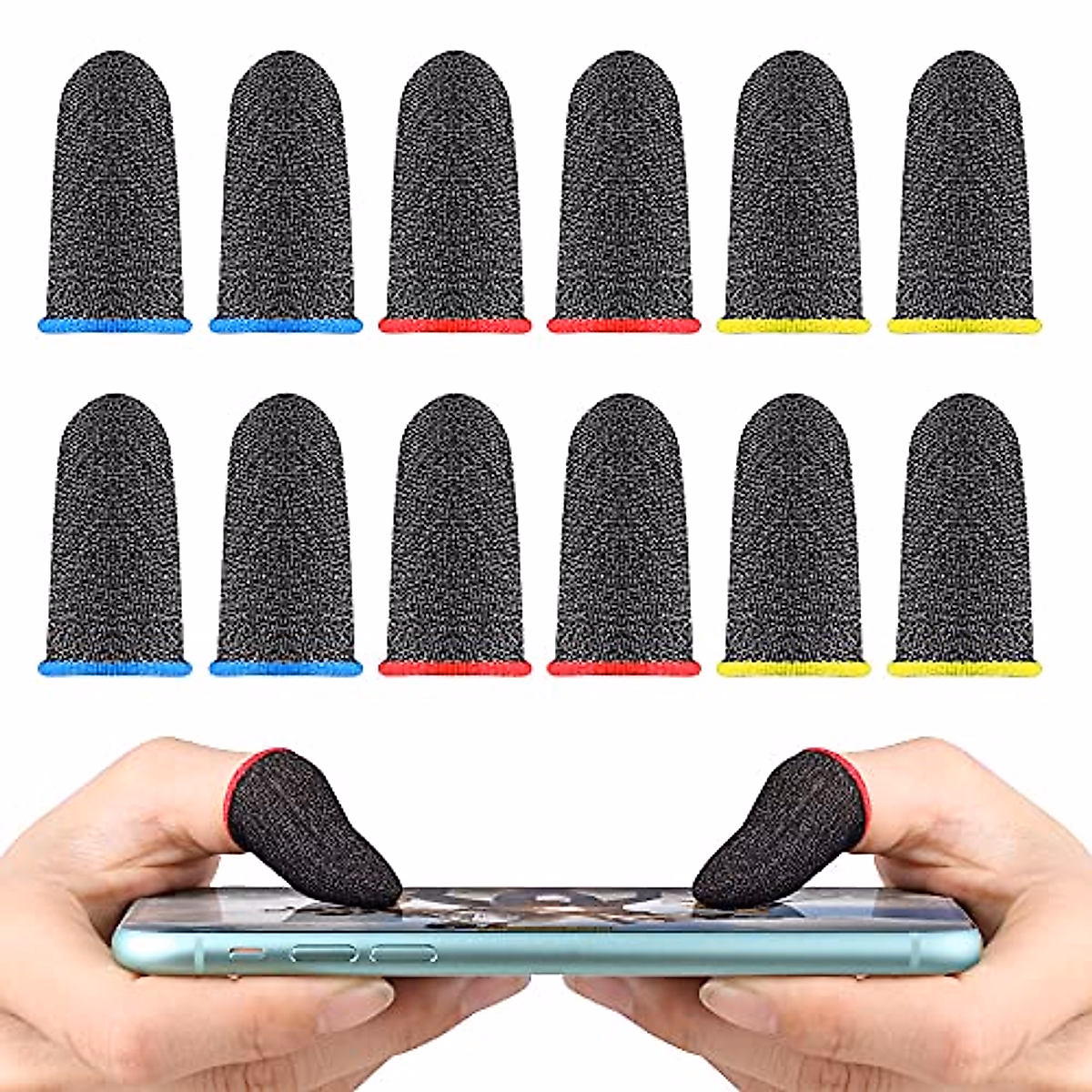 ZEPOHCK Gaming Finger Sleeves, [6 PCS] Game Controllers Finger Cover, Breathable Anti-Sweat Silver Fibre Finger Cot Improve Sensitivity for Rules of Survival/Knives Out for Android & iOS