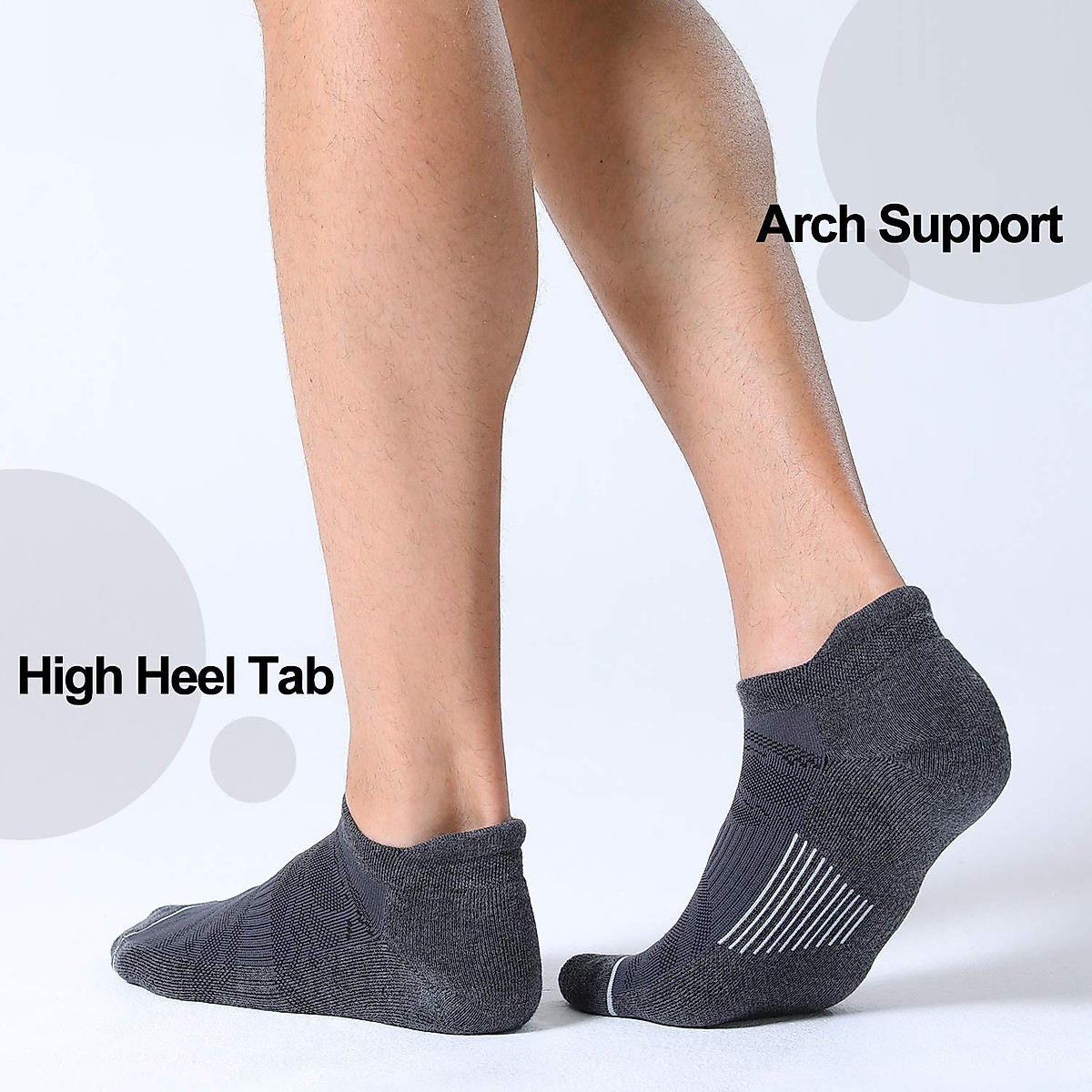 FITRELL 6 Pack Men's Ankle Running Socks Low Cut Cushioned Athletic Sports Socks, Shoe Size 12-15, Dark Gray+Gray