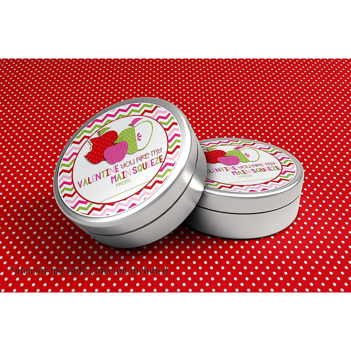 Main Squeeze Apple-Themed Valentine Party Favor Sticker Labels, 40 2" Party Circle Stickers by AmandaCreation, Great for Classroom Valentines, Envelope Seals, Gifts & Treats
