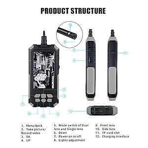 33FT Dual Lens Industrial Endoscope, AUTOGEN 1080P HD Borescope Inspection Camera with 4.5" IPS Screen, 0.31 Inch Digital Sewer Camera with 8 LED Lights, 10M Semi-Rigid Cable, 32G TF Card