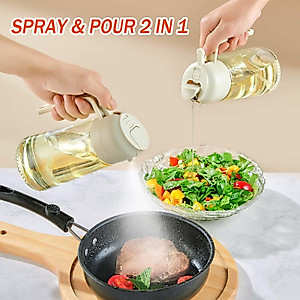 JULEHUI Oil Dispenser Bottle for Kitchen - 16oz Olive Oil Sprayer for Cooking - Food Grade Refillable Glass Oil Spray