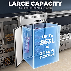 Coolski 48" W Commercial Refrigerator and Freezer Combo, 36 Cu.ft 2 Section Stainless Steel Solid Door Fan Cooling Upright Reach in Freezer for Restaurant Bar Shop Kitchen Garage School Church