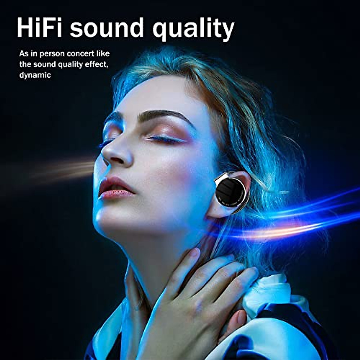 ESSONIO Bluetooth Headset Open Ear Headphones ENC Noise Reduction Headset Headset for Running Exercise Headset earplugs for Mobile Phones IPX5 Waterproof Band Microphone for Sports