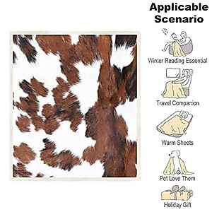 Brown White Cow Skin Print Blanket Soft Sherpa Fleece Farm Animal Skin Fur Throw Blankets Cows Pattern Blanket for Couch Sofa Blanket Stitching Blanket 40x50 Inch