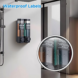 Shampoo and Conditioner Dispenser,GlintGath Shower Dispenser 2 Chamber No Drill Shampoo Dispenser for Shower Wall Mounted Shower Soap Dispenser for Bathroom Hotel,2 * 300ML,Matte Black