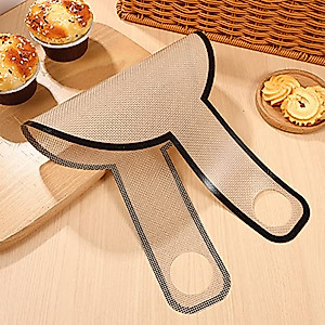 Tofficu Glass Fiber Baking Mats for Dutch Oven Bread Baking Non- Stick Dough Bread Sling Baking Mat Long Handles Sling Baking Mat for Transfer of Dough