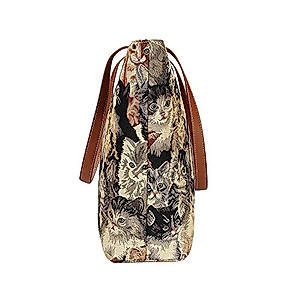 Signare Tapestry Shoulder Bag Tote Bag for Women with Cat Design (SHOU-CAT)