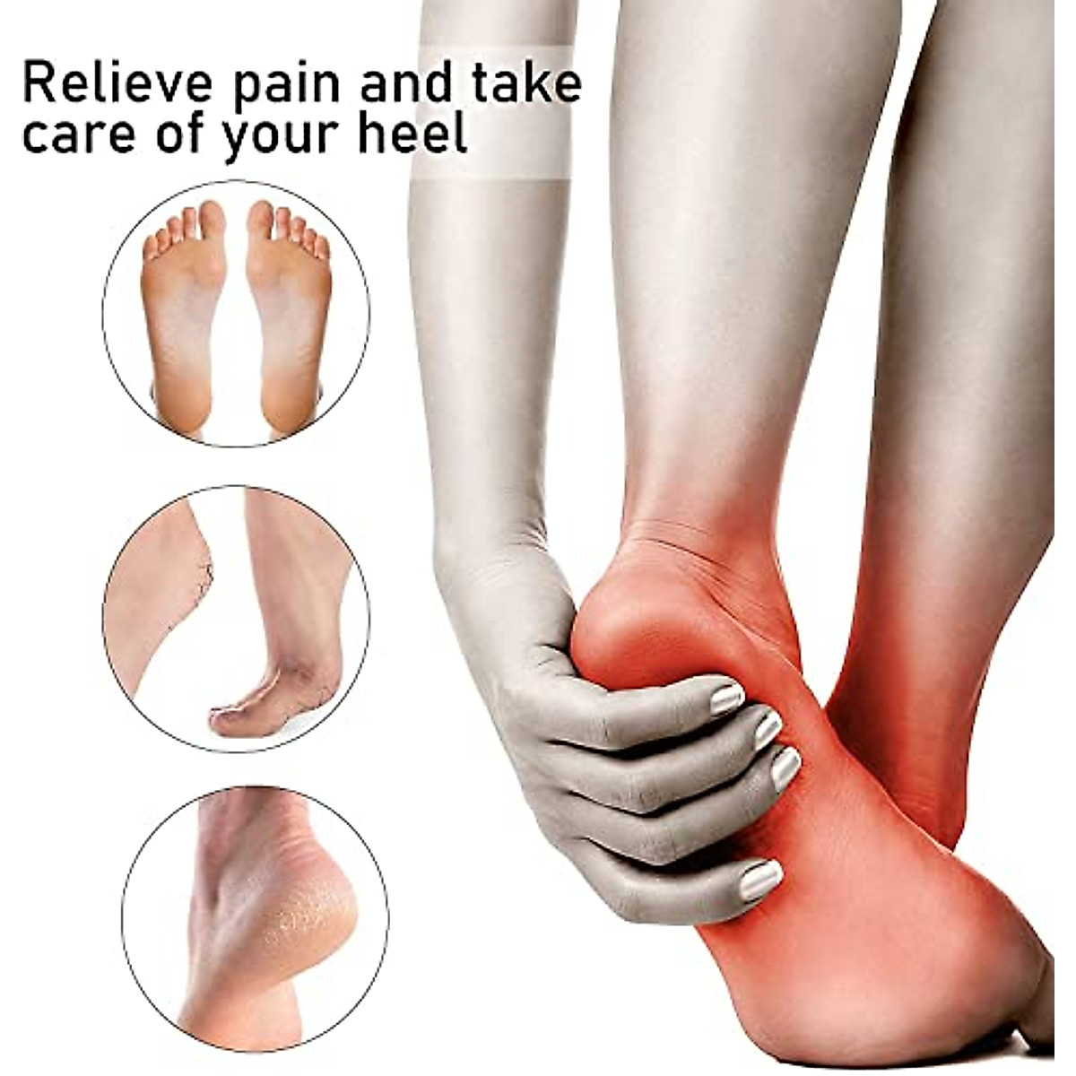 Plantar Fasciitis Heel Cups for Heel Pain 【Updated Version】 Heel Protectors Heel Sleeves Pads, Heel Support for Heel Pain, Heel Spur, Cracked Heels for Women and Men (Black, M 5-8 / W 6-9.5)