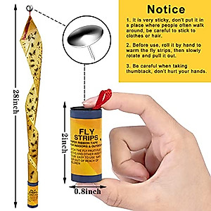 40 Pack Fly Strips Indoor Sticky Hanging, Fly Paper Strips Indoor Hanging, Fruit Fly Traps for Indoors/Outdoors, Fly Trap Fly Catcher Gnat Traps for House Fruit Flies