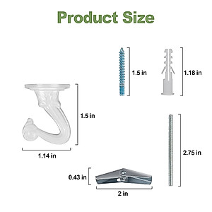 Aidoclip 6 pcs Ceiling Hooks for Hanging Plants,Hanging Hanging Lights Metal Small Hooks,Indoor Outdoor Wall Heavy Duty Plant Hanger Swag Hook