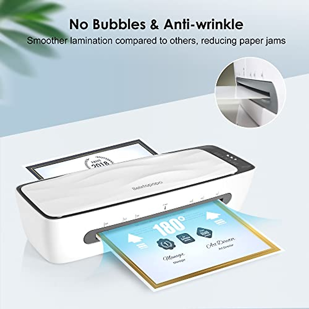 Laminator, A4 Laminator Machine, 9 Inch Cold-Thermal Laminator with 20 Pouches Sheets, 4-in-1 Personal Desktop Laminating Machine Built in Paper Cutter, Corner Rounder, Hole Puncher and Iron Ring