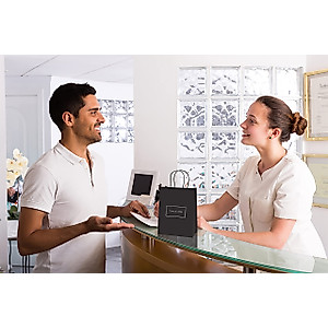 Purple Q Crafts Small Paper Thank You Gift Bags with Handles – 8x4x10 Inches, Strong Quality 50 Pack Shopping Bags with Thank You Logo - Black Thank You Bags For Business and Boutiqe Shops