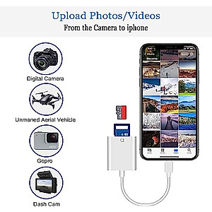 (Apple MFi Certified) Lightning to SD Card Camera Reader,esbeecables SD Card Reader for iPhone,Trail Camera Viewer SD Memory Card Reader Adapter for iPhone 14/13/12/11/XS/XR/X/8/7/iPad,Plug and Play