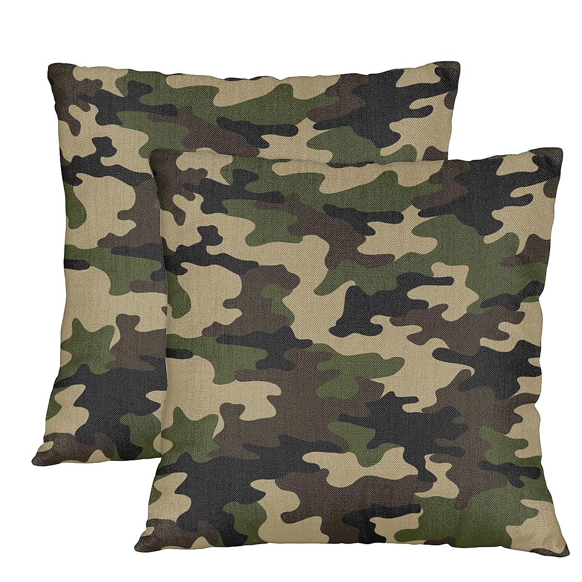 DOHOATU Pillow Covers 16x16 Set of 2, Camouflage Green Decorative Throw Pillow Covers Camo Print Pillowcase Farmhouse Cushion Cases for Sofa Couch Outdoor Home Decorations