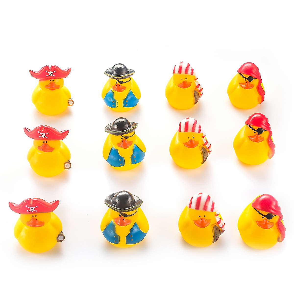 Fun Central 12 Pieces - Mini Pirate Rubber Duckies Bath Toys for Baby Shower - Party Supplies - Assorted Design