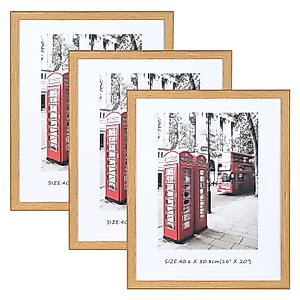 SEEDLING PHOTO FRAME 16x20 Frames Set of 3, 16x20 Picture Frames for Wall, Wooden Poster Frames with Plexiglass for Prints, Poster, and Art (Natural Wood)