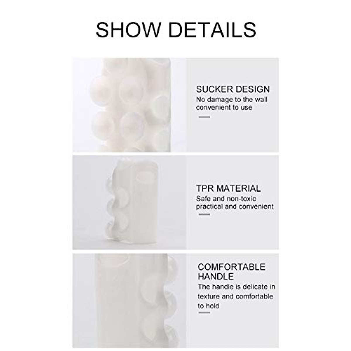 3 Pieces Silicone Shower Bracket Relocatable Suction Cup Shower Head Holder Wall Mount Removable Handheld Showerhead Holder Wall Rack Stand without Drilling Adhesive Mount Bracket for Bathroom Bathtub