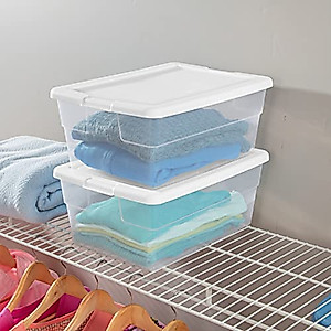 Sterilite 16 Quart Stackable Clear Plastic Storage Tote Container with Opaque Latching Lid for Home and Office Organization, Clear (36 Pack)