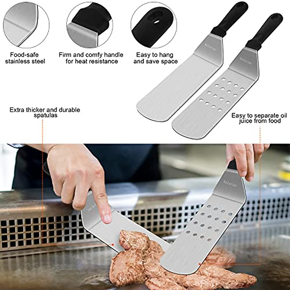 Griddle Accessories Kit, 20PCS Flat Top Grill Accessories Set for Blackstone and Camp Chef, Grill Spatula Set with Basting Cover, Griddle Cleaning Kit for Outdoor BBQ, Teppanyaki and Camping