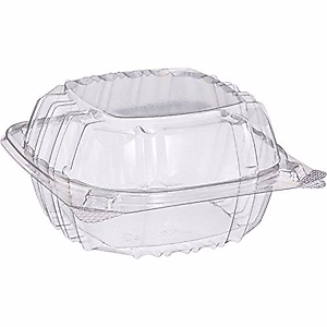 Dart Solo Small Clear Plastic Hinged Food Container 6x6 for Sandwich Salad Party Favor Cake Piece (Pack of 50)