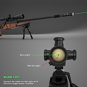 Tyseam Green Laser Bore Sighter Kit with 2 Sets of The Adapters for .17 to 12GA Caliber Rifle, Pistols, Handgun Universal Hunting Bore sighter Kit with Press Switch & Batteries