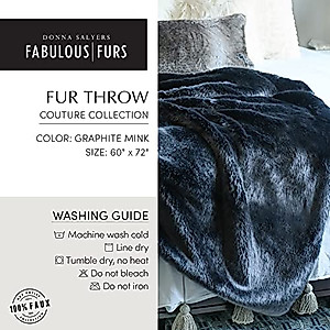 Fabulous-Furs Donna Salyers Couture Mink Faux-Fur Throw Blanket, Soft Blanket, 60x72 in, Graphite