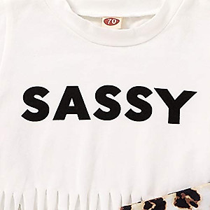 Tiny Cutey Newborn Baby Girl Clothes T-shirt Top Leopard Pant with Headband 3PCs Summer Clothes Set (White-Sassy, 18-24 Months)