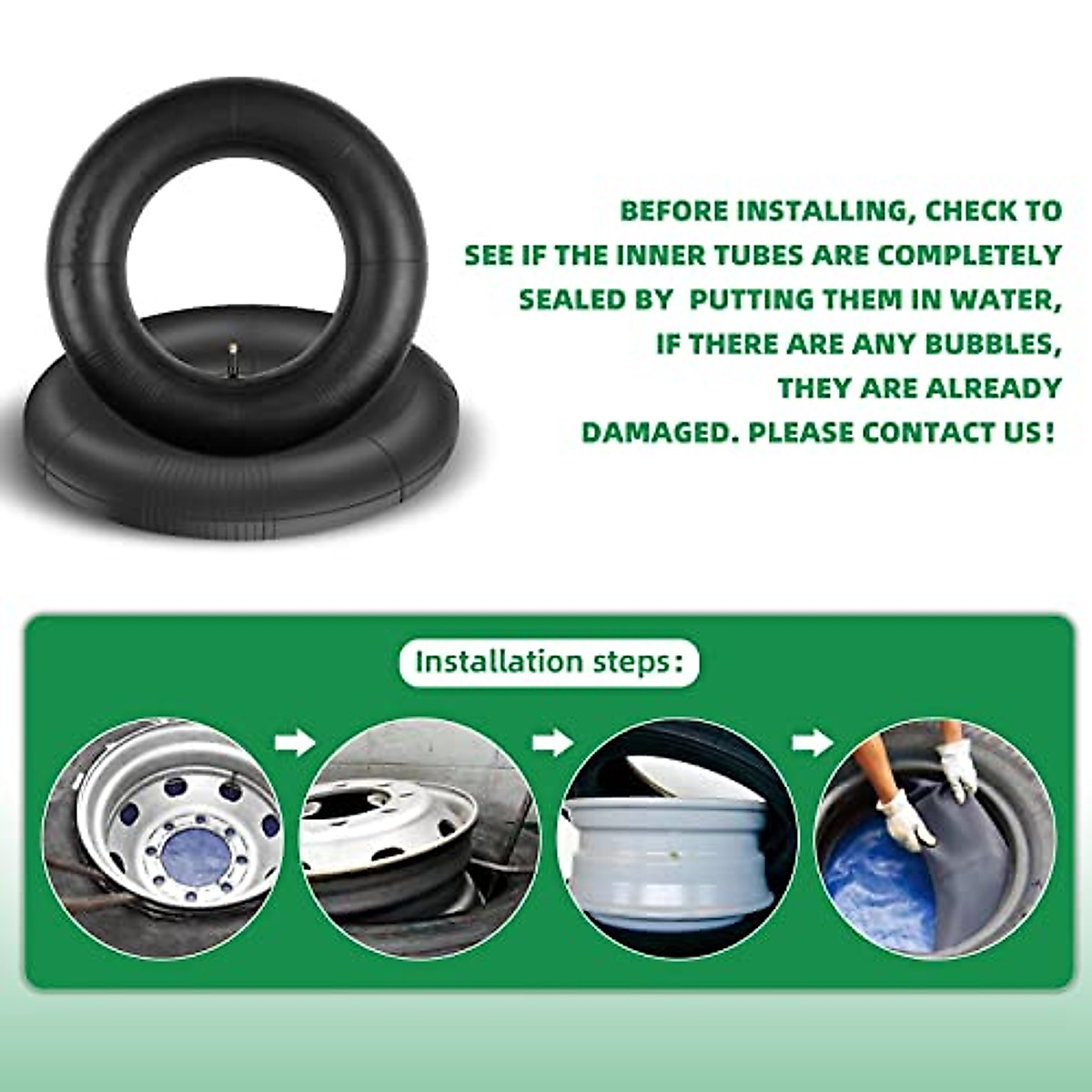 LAXEEM 2Pack 4.80/4.00-8 Replacement Inner Tire Tube For Mowers, Hand Trucks, Wheelbarrows, Carts and More