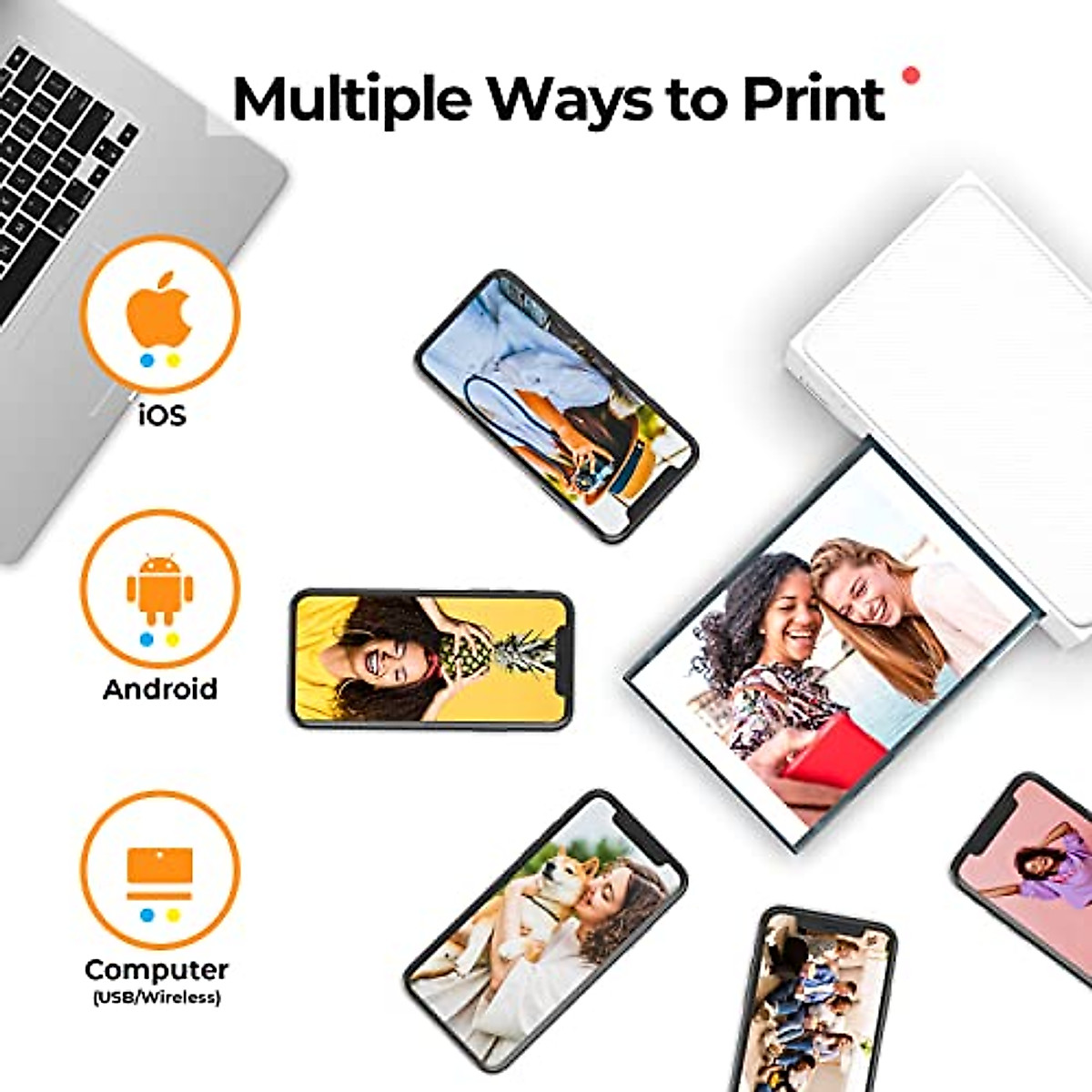 Liene 4x6'' Photo Printer, Photo Printer (100 Sheets), Full-Color Photo, Portable Instant Photo Printer for iPhone, Thermal Dye Sublimation, Wi-Fi Picture Printer w/ 100 Sheets Paper & 3 Cartridges