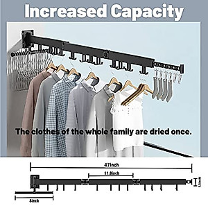 Zxlozxly Wall Mounted Clothes Hanger Rack, Black Retractable Clothes Drying Rack, Laundry Drying Rack, Collapsible (Tri-Fold), Clothes Drying Rack for Laundry Balcony Bedroom
