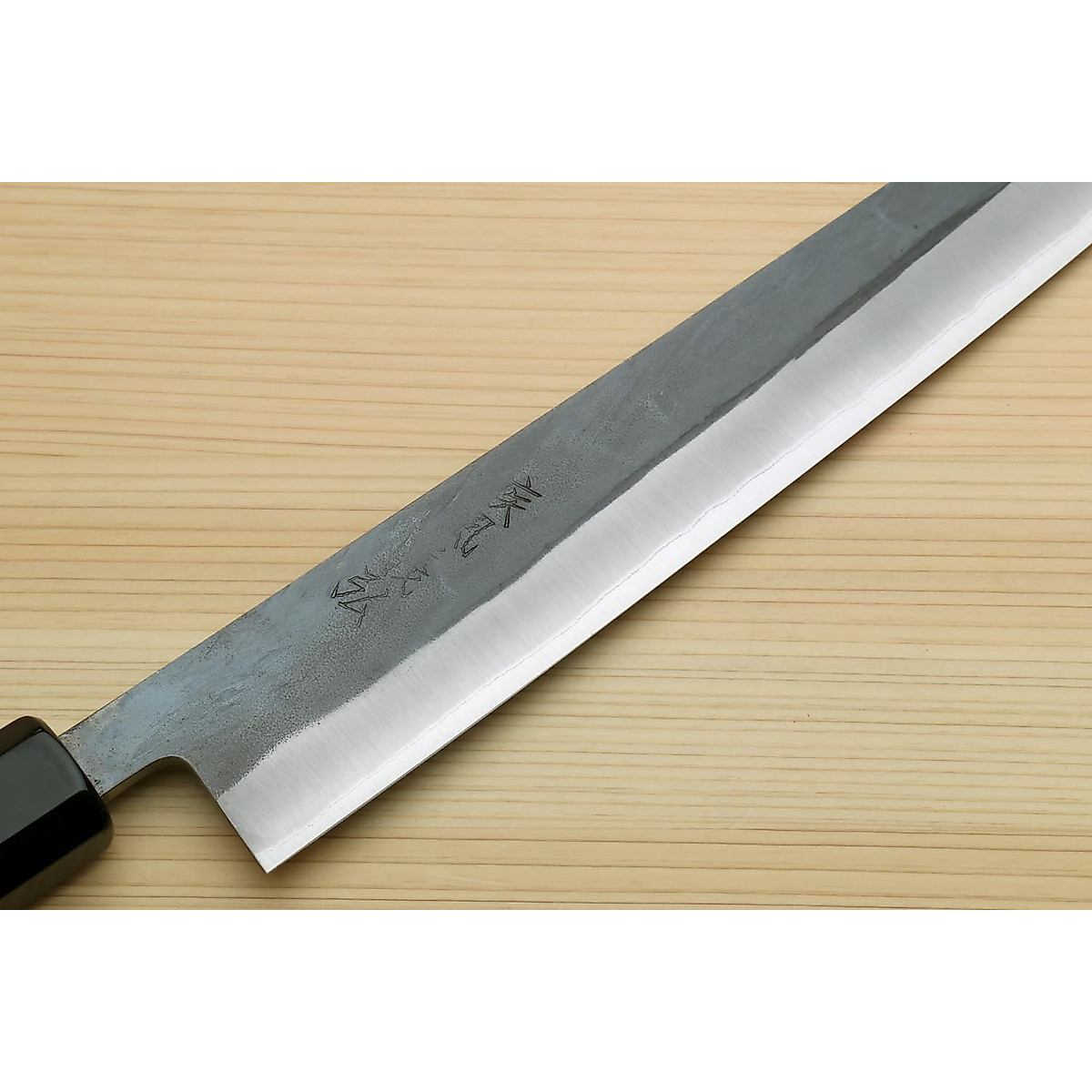 Yoshihiro Kurouchi Black-Forged Blue Steel Stainless Clad Sujihiki Kiritsuke Slicer Knife Ebony Handle (10.5"(270mm) & Saya Cover)