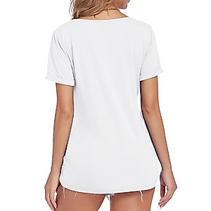 Beyove Women's Deep V T-Shirt Summer Short Sleeve Loose Casual Tee