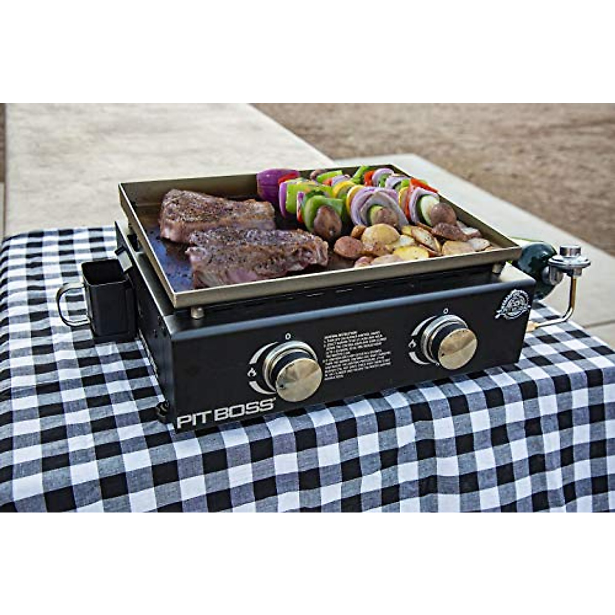 PIT BOSS PB336GS Two Burner Portable Flat Top Griddle - Cover Included