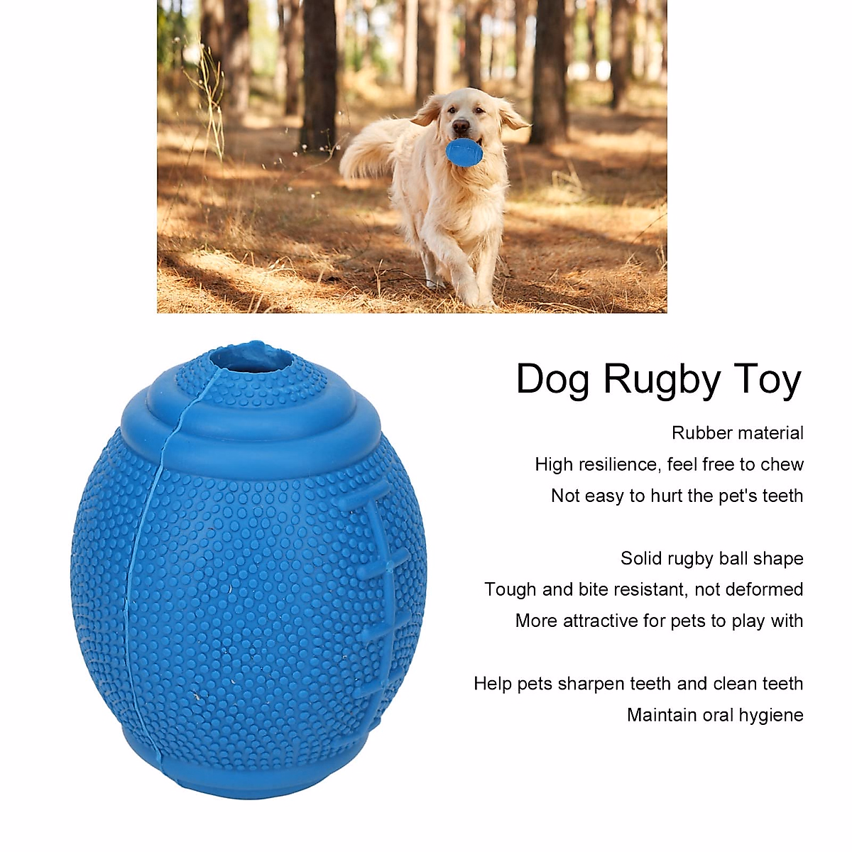 Tnfeeon Dog Rugby Toy Rubber Bite Resistant Teeth Grinding Interactive Non Toxic Rubber Pet Chew Toy Balls for Dogs Puppy Reduce Boredom