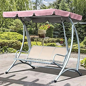 BTURYT Swing Chair Canopy Replacement 2/3 Seater Patio Swing Cover Waterproof UV Resistant Swing Canopy Cover for Garden Outdoor Patio