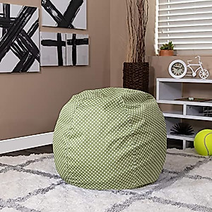Flash Furniture Dillon Small Green Dot Bean Bag Chair for Kids and Teens