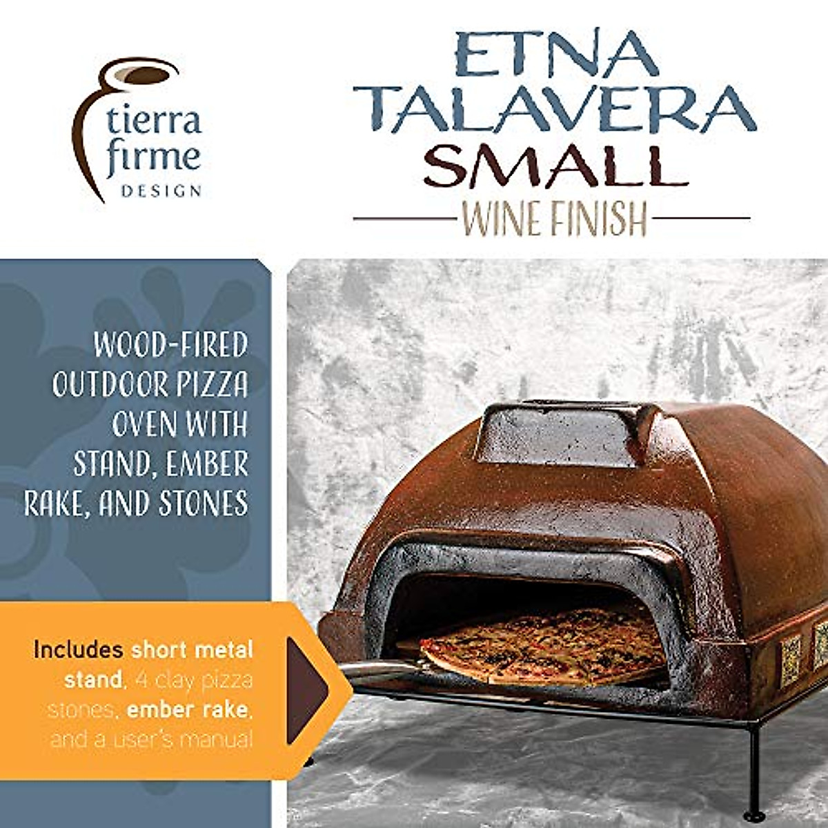 Tierra Firme HTN-018-N Etna Talavera Wood-Fired Outdoor Pizza Oven, Wine